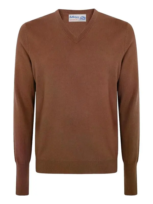 BALLANTYNE V-neck Cashmere Sweater - Brown