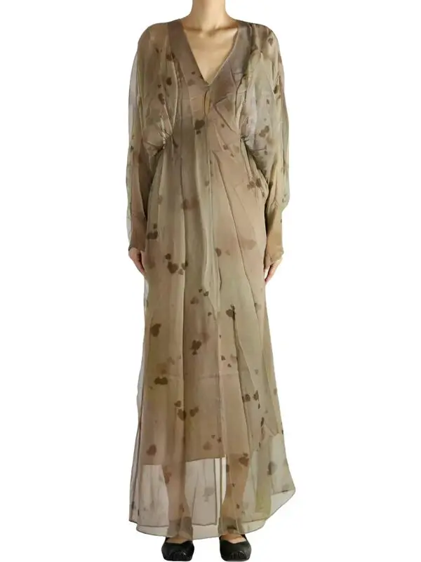 YANGKEHAN V-neck Batwing-sleeve Maxi Dress - Neutrals
