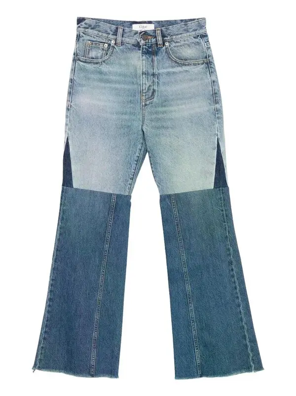 Chloé Patchwork Frayed Jeans - Blue