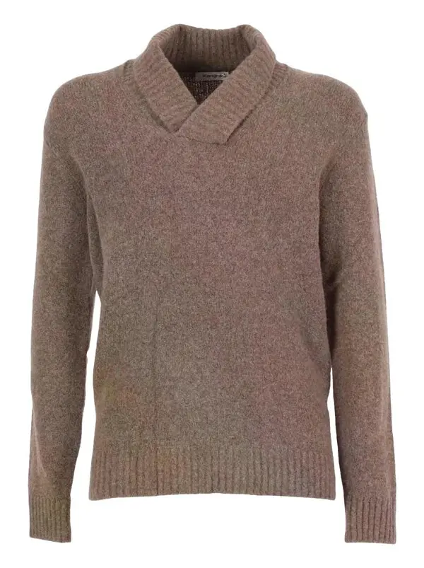 KANGRA Shawl-collar Wool-cashmere Blend Sweater - Brown