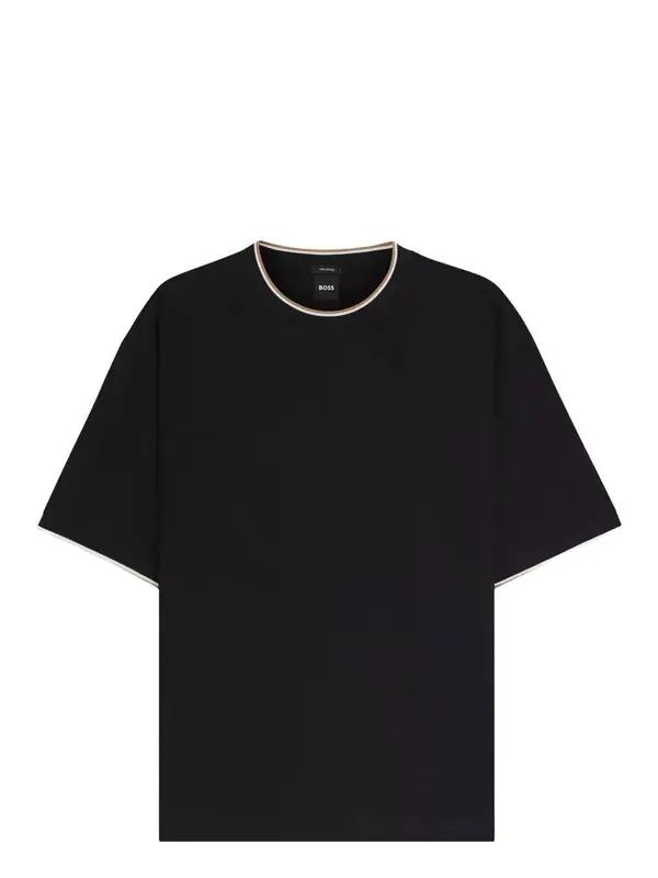 BOSS Ribbed-trim T-shirt - Black