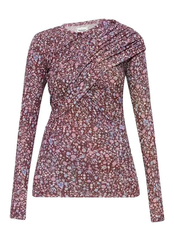 MARANT ETOILE Draped Floral-print Top - Red
