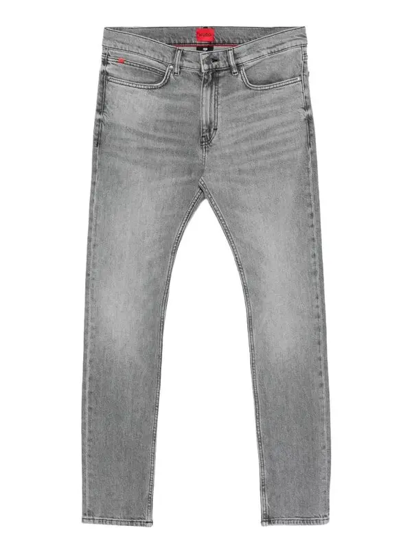 Hugo Boss Logo-plaque Straight Leg Jeans - Grey