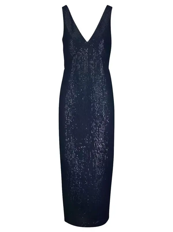 TWP V-neck Sequin Embellished Dress - Blue