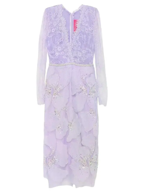 MIAU BY CLARA ROTESCU Lace-appliqué Embellished Dress - Purple