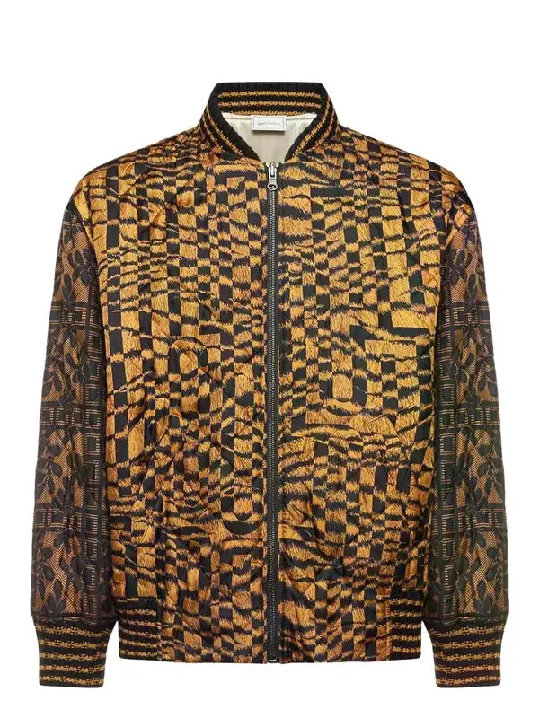 PIERRE-LOUIS MASCIA Geometric-pattern Bomber Jacket - Brown