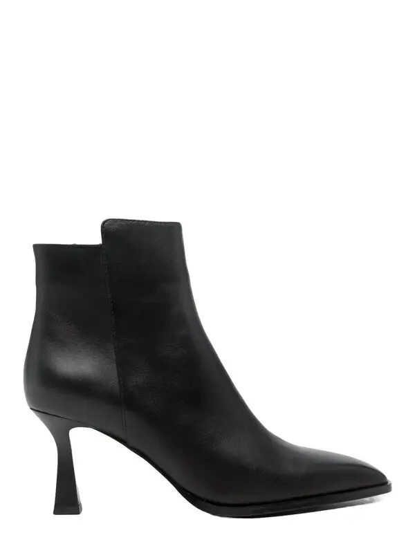 Lola Cruz Leather Ankle Boots - Black
