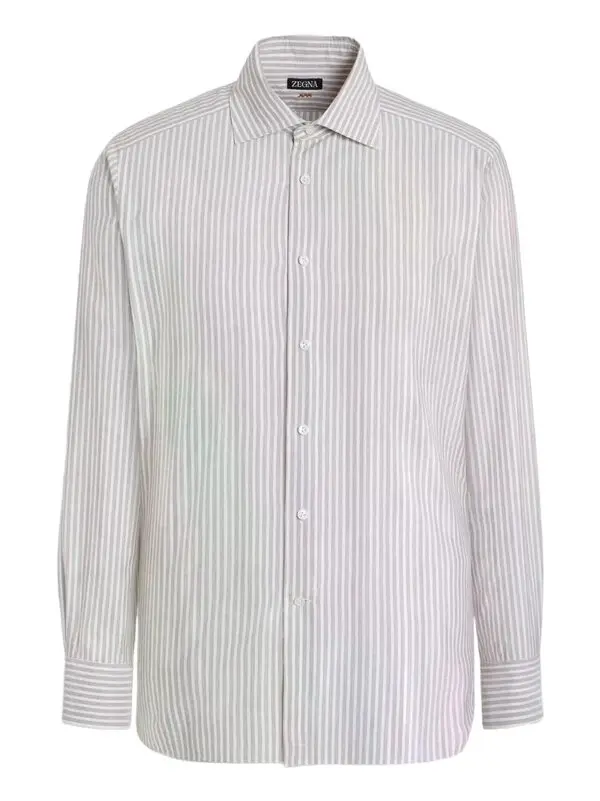 Zegna Striped Silk-cotton Shirt - Grey