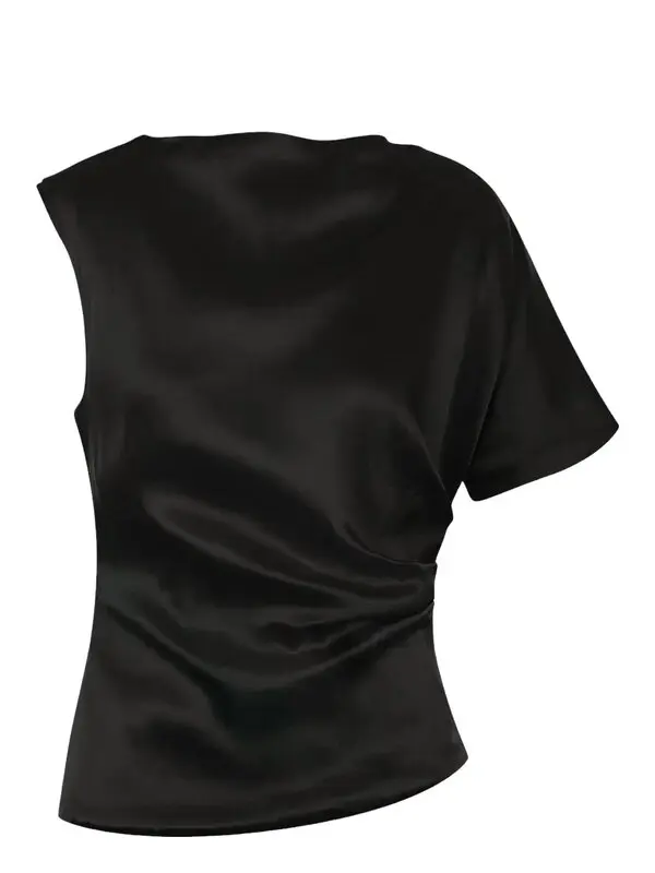 Seafarer Draped One-shoulder Top - Black