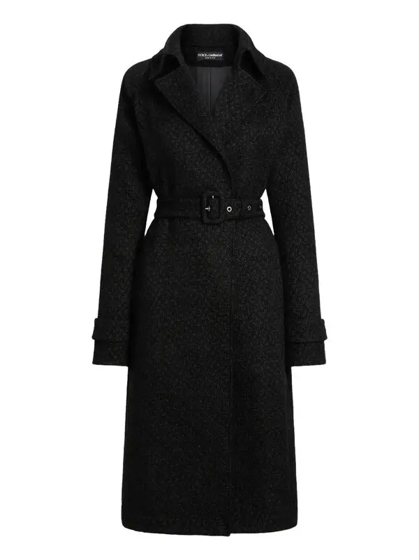 Dolce & Gabbana Dna Tweed Trench Coat - Black