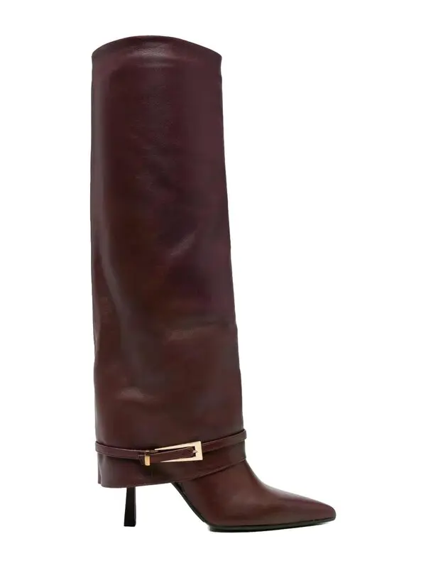 GISEL MOIRE 90mm Samantha Buckle-detail Slouch Boots - Red