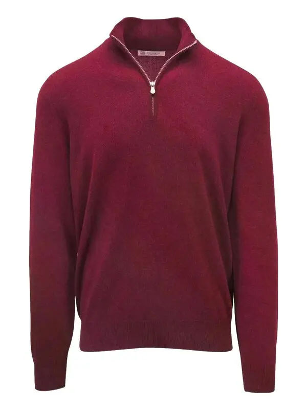 Brunello Cucinelli Half-zip Cashmere Sweater - Red