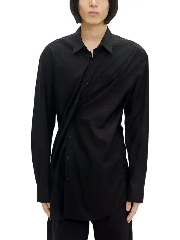 ANN DEMEULEMEESTER Draped Cotton Shirt - Black