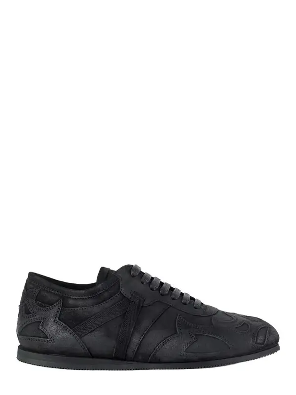 ANN DEMEULEMEESTER Leather Flame-pattern Sneakers - Black