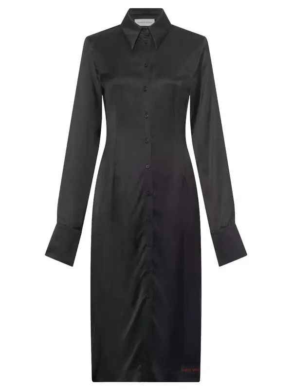 MARINE SERRE Satin Wrapped Shirt Midi Dress - Black