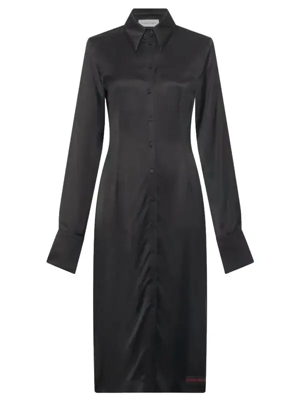 MARINE SERRE Satin Wrapped Shirt Midi Dress - Black