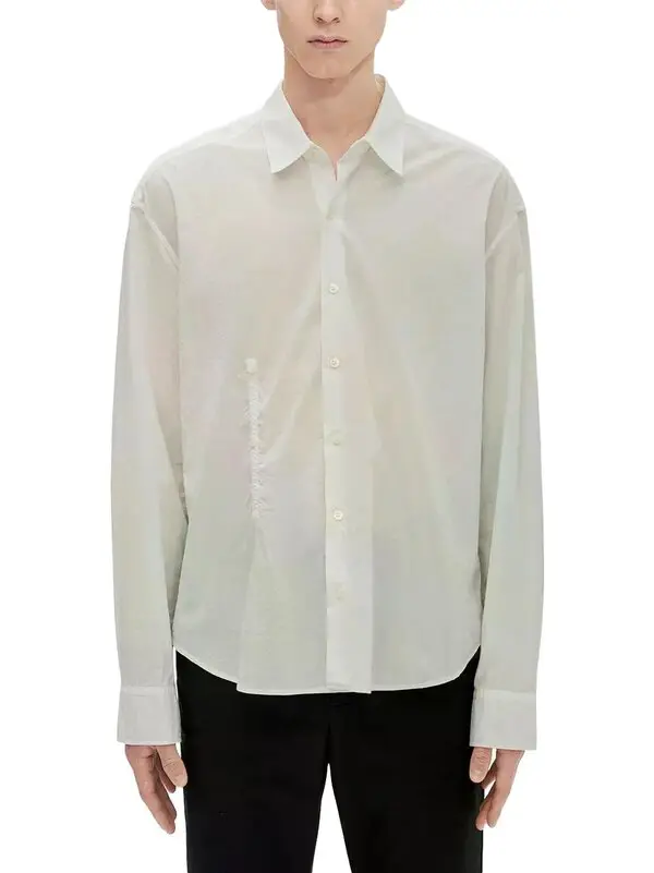 ANN DEMEULEMEESTER Text-print Cotton Shirt - White