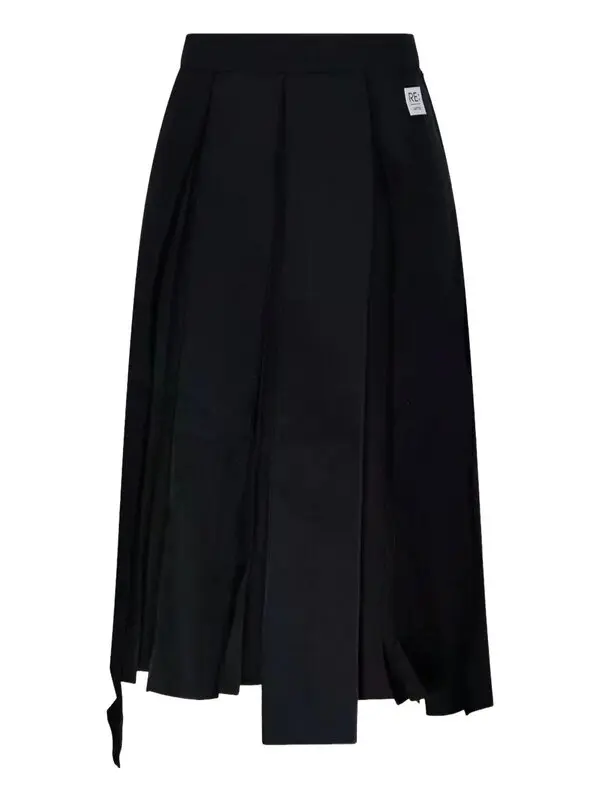 RE CODE Pleated Asymmetric Skirt - Black