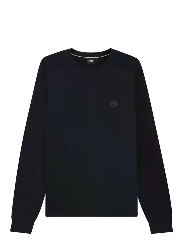 Hugo Boss Logo-patch Cotton Sweater - Blue