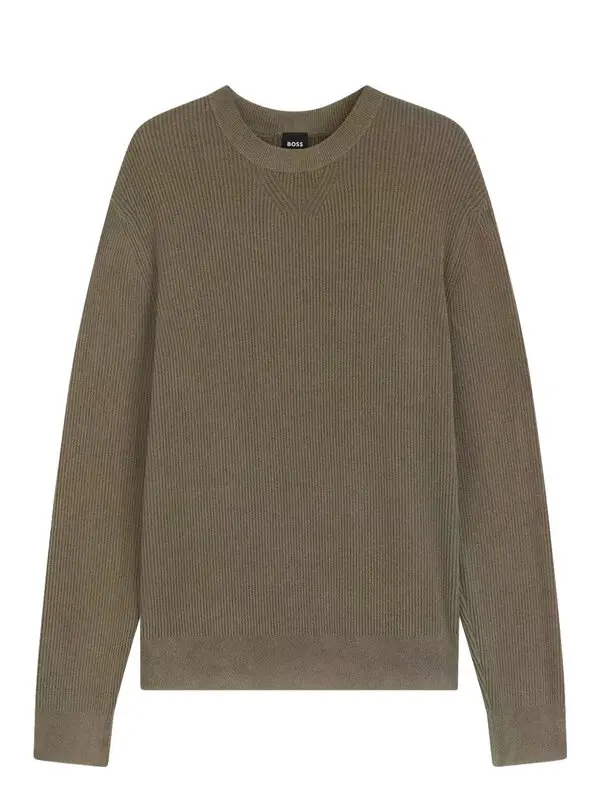 Hugo Boss Ribbed Crew-neck Sweater - Brown
