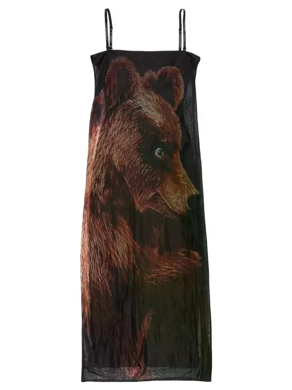 Acne Studios Bear-print Slip Dress - Black