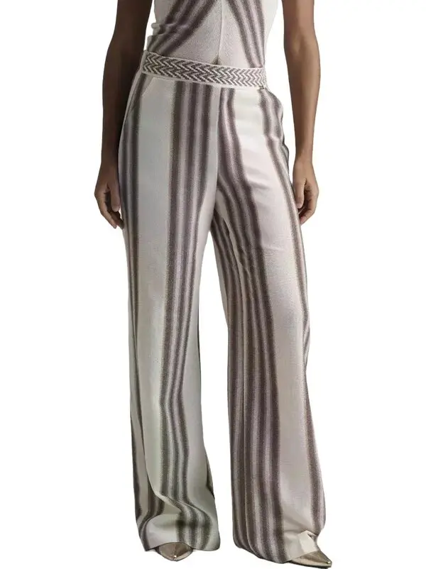 Pho Firenze Stripe-pattern Wide-leg Trousers - White