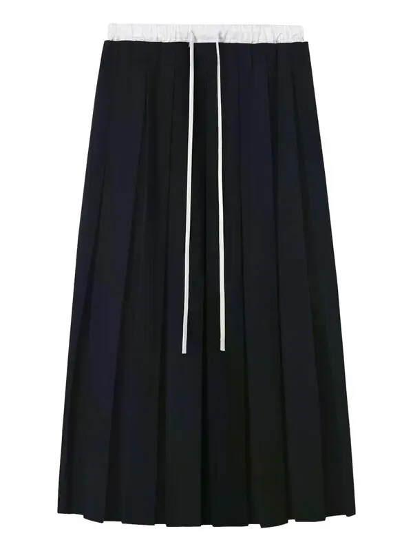 B+AB Drawstring Midi Pleated Skirt - Blue