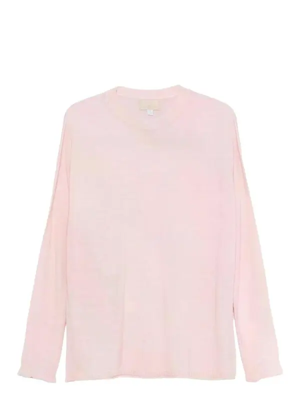 120% Lino Round-neck Long-sleeve Sweater - Pink