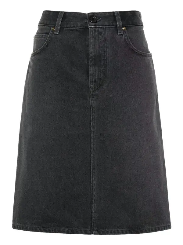 Miu Miu Logo-appliqué Denim Mini Skirt - Grey