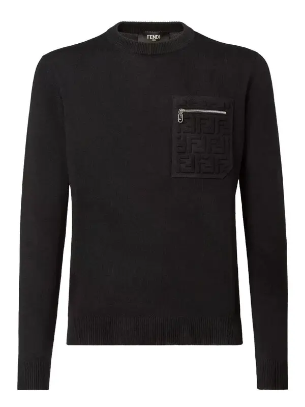 Fendi Logo-patch Pocket Sweater - Black