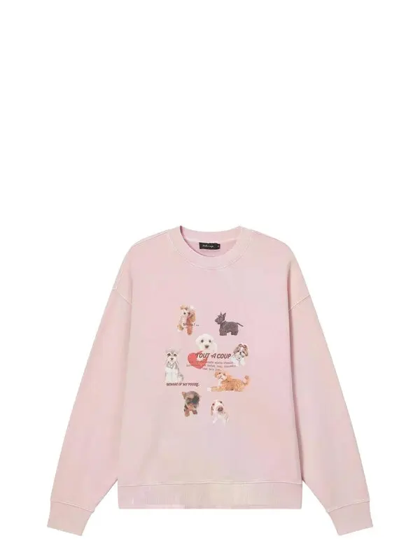 TOUT A COUP Dog-print Crewneck Sweatshirt - Pink