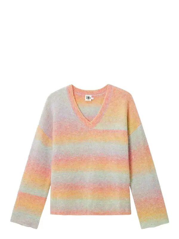 B+AB Striped V-neck Sweater - Pink