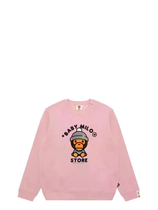 A BATHING APE Baby Milo® Store * Embroidered Crew-neck Sweatshirt - Pink