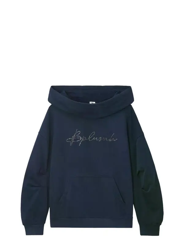 B+AB Embellished-logo Hoodie - Blue