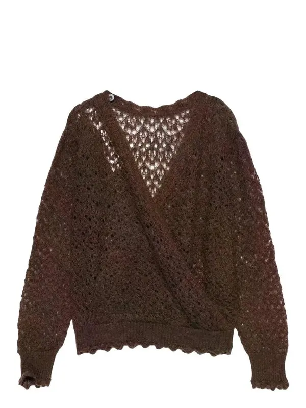TWINSET Crochet-detail Wrap Sweater - Brown