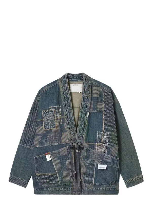 MUSIUM DIV. Patchwork Embroidered Denim Jacket - Blue