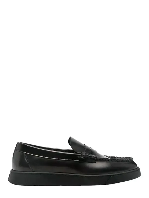 REFERENC Penny Leather Loafers - Black