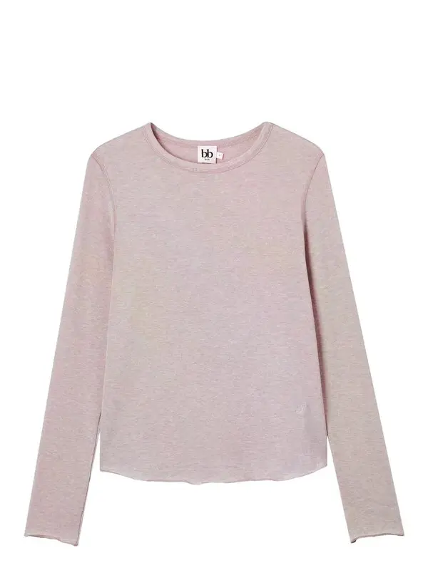 B+AB Raw-edge Long-sleeve T-shirt - Pink
