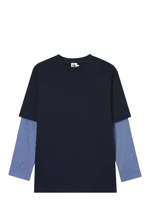 B+AB Layered Cotton T-shirt - Blue