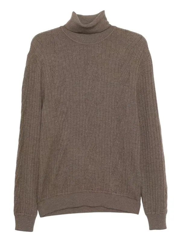 Brioni Cable-knit Roll Neck Sweater - Brown