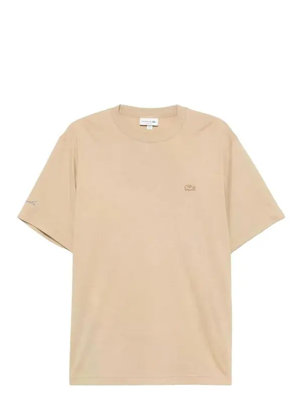 Lacoste Embroidered-signature T-shirt - Neutrals