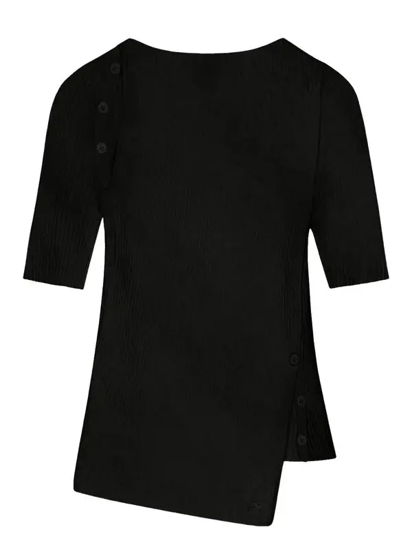COURREGES Buttoned Ribbed Top - Black