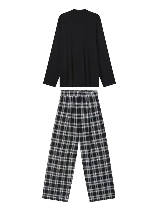 B+AB Hooded Check-print Set - Black