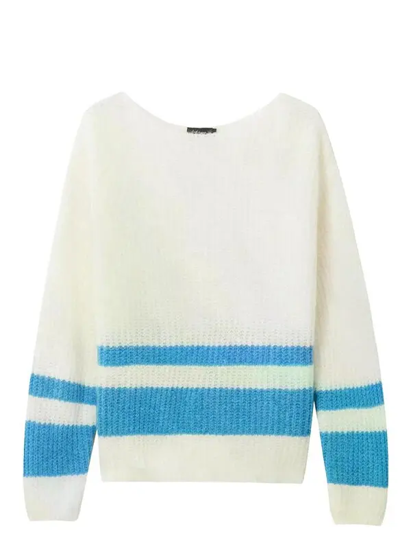 TOUT A COUP Ribbed Knit Boat-neck Sweater - White
