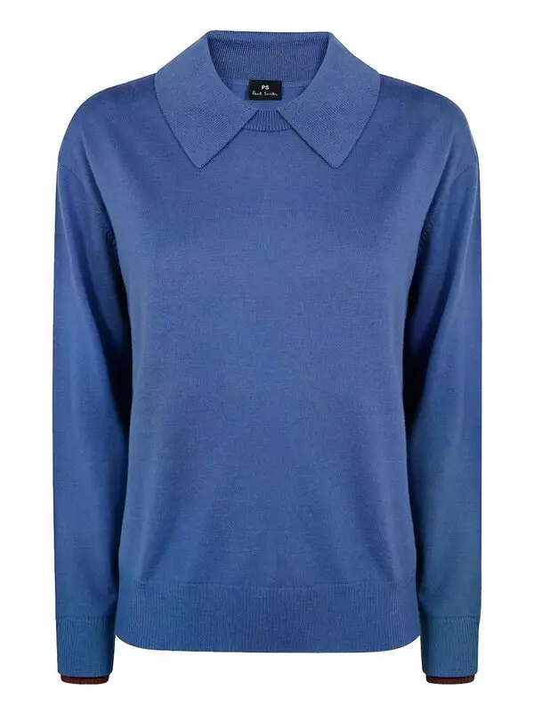 Paul Smith Polo-collar Wool Sweater - Blue