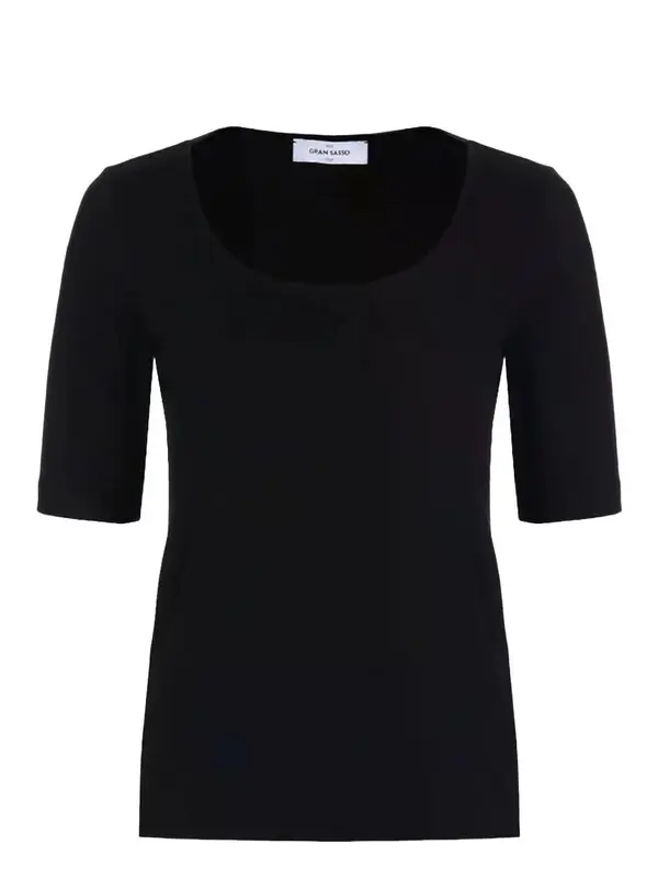 GRAN SASSO Scoop-neck Short-sleeve Top - Black