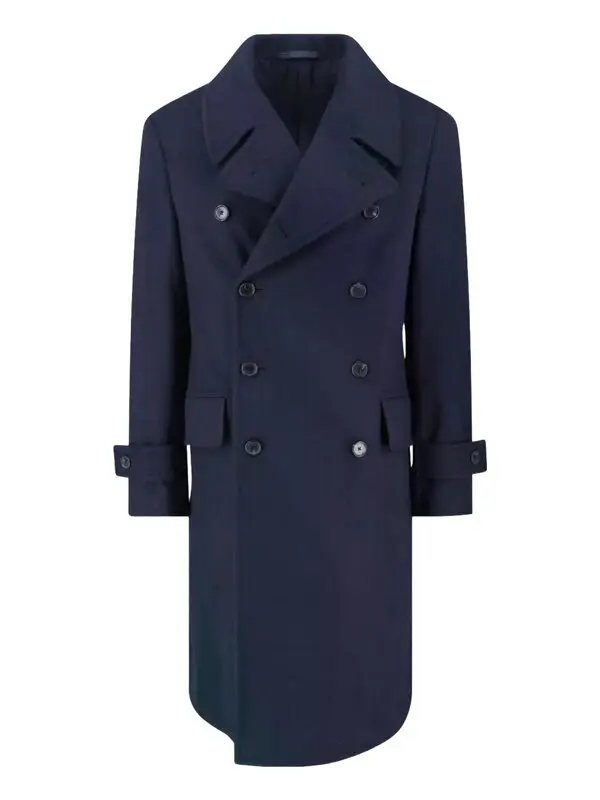 Caruso Double-breasted Wool Coat - Blue