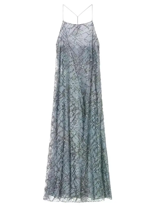 Emporio Armani Sequin-embellished Maxi Dress - Silver