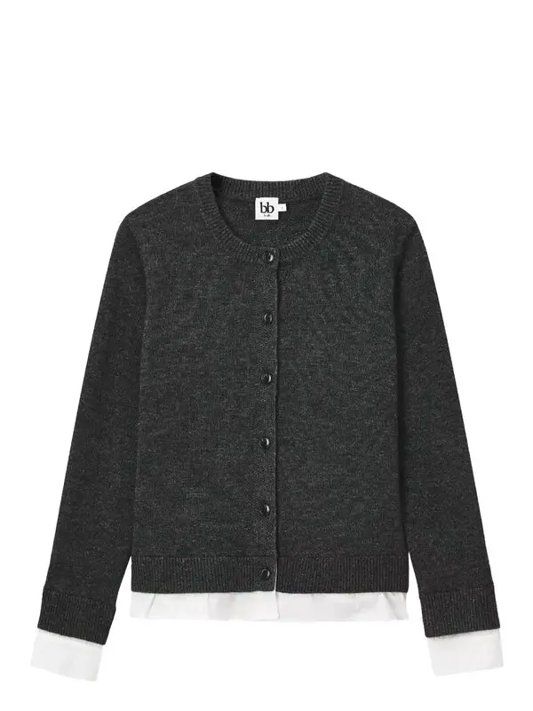 B+AB Layered Buttoned Cardigan - Grey