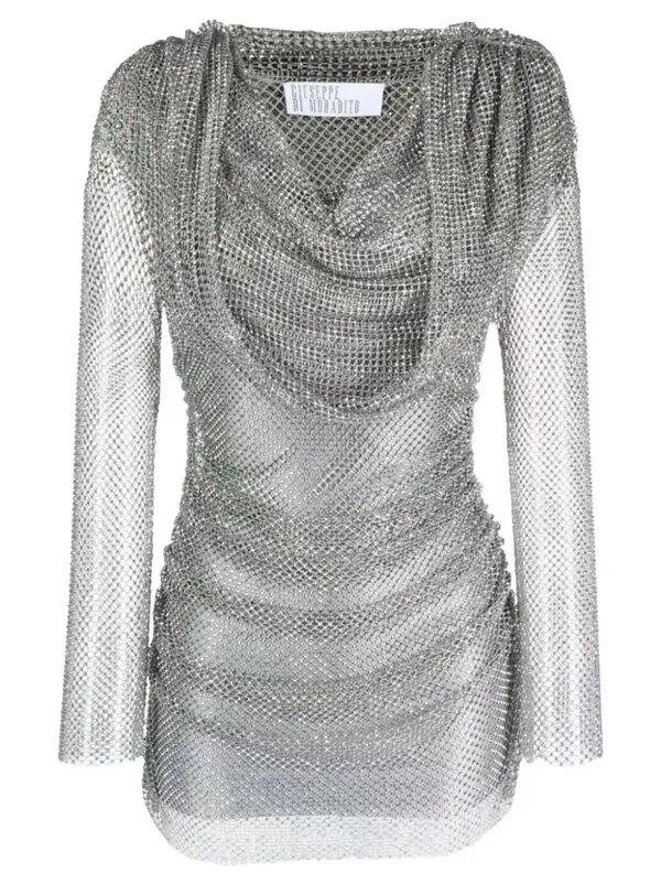 Giuseppe Di Morabito Rhinestone-embellished Hooded Mini Dress - Grey